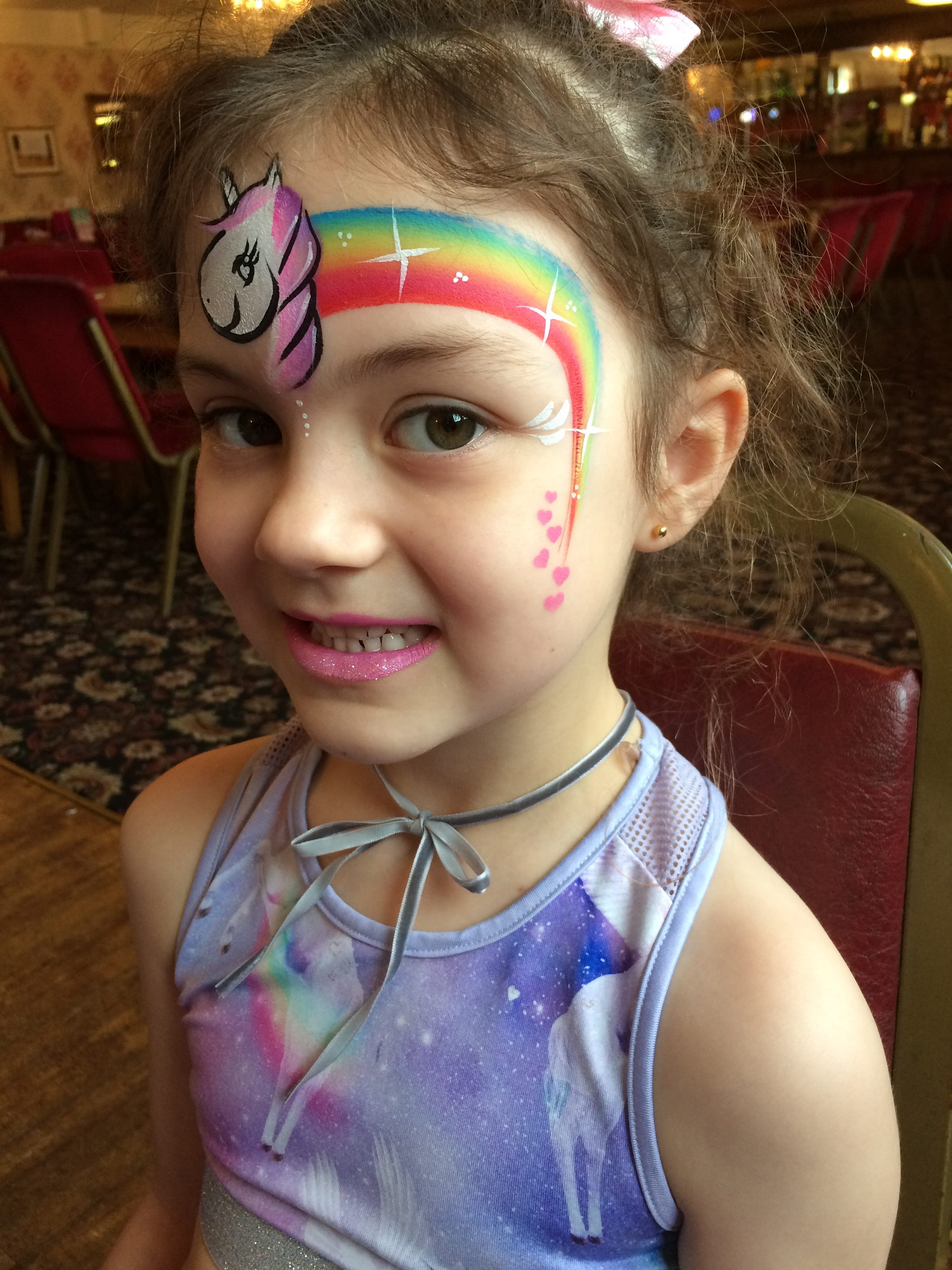 Face paint unicorn rainbow Cosmic Faerie Face Painting Bubbles And